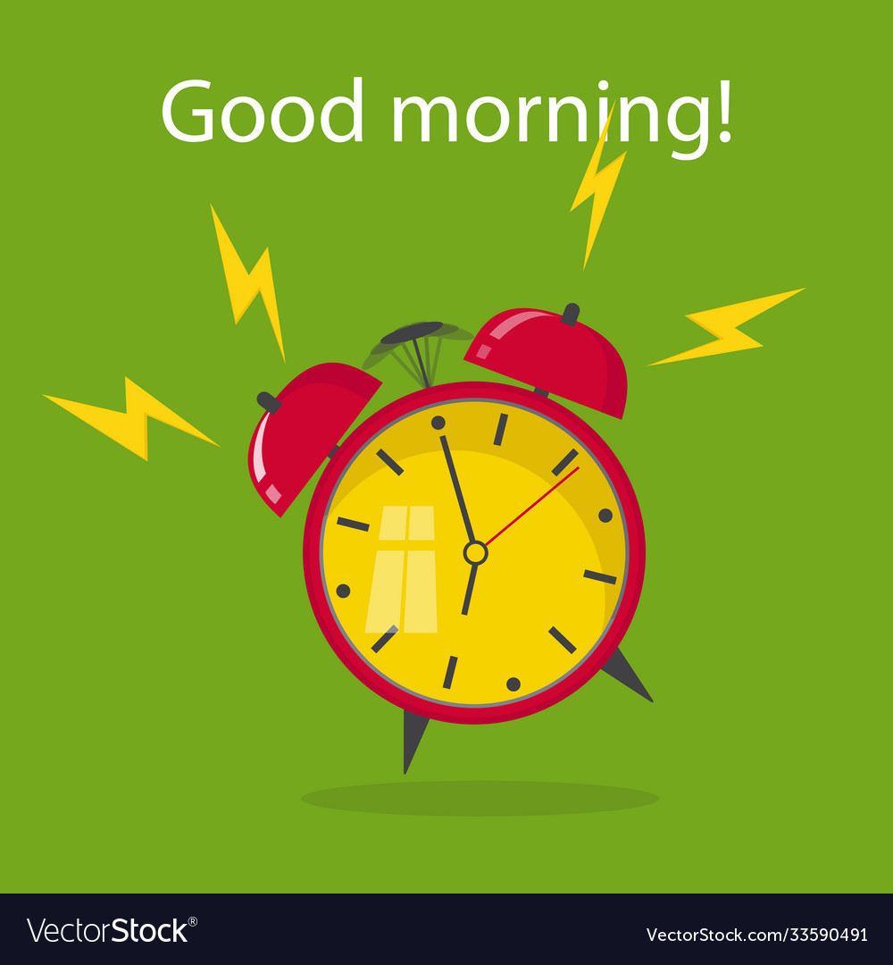 Cartoon alarm clock ringing wake up morning Vector Image Cartoon alarm clock ringing wake up morning Vector Image