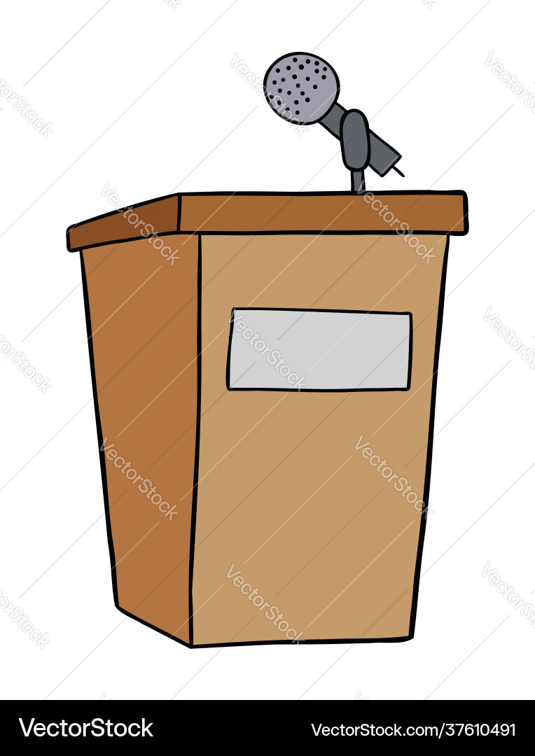 Cartoon wooden lectern and microphone Royalty Free Vector