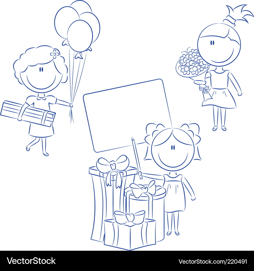 Cheerfull girls make happy bir Royalty Free Vector Image
