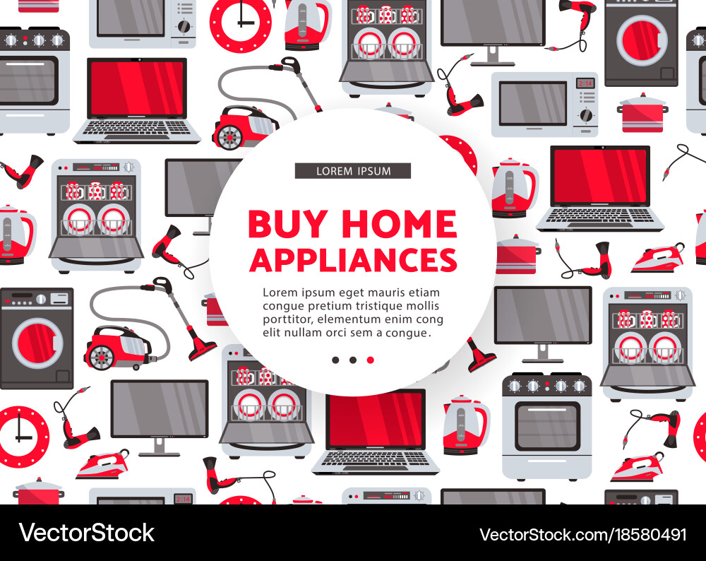 Flat home appliance sale icon set Royalty Free Vector Image