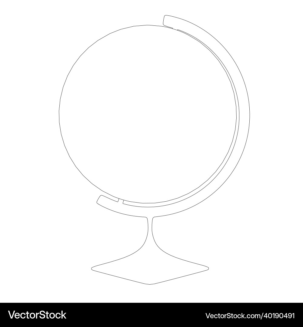 Globe contour from black lines isolated on white Vector Image