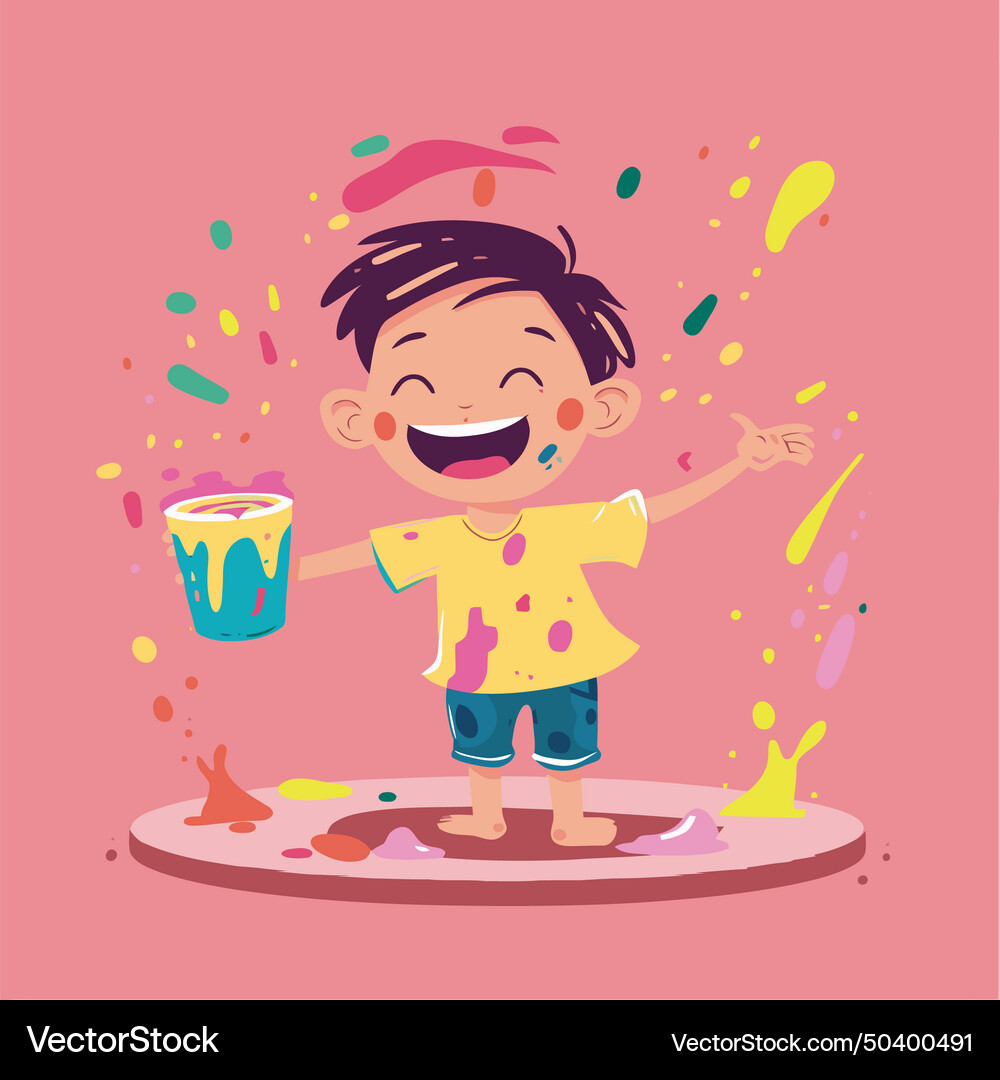 Kid Celebration Holi Royalty Free Vector Image