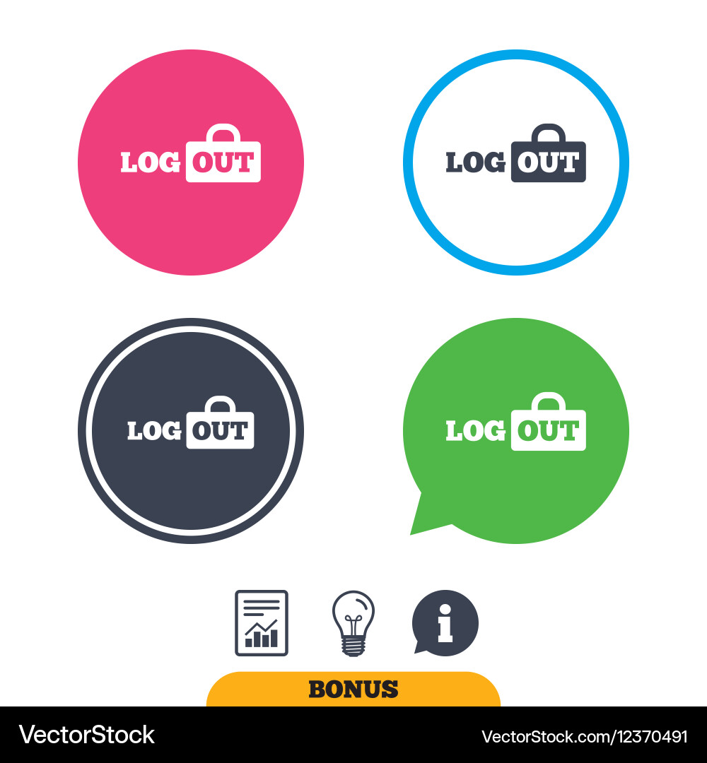 Logout sign icon log out symbol lock Royalty Free Vector