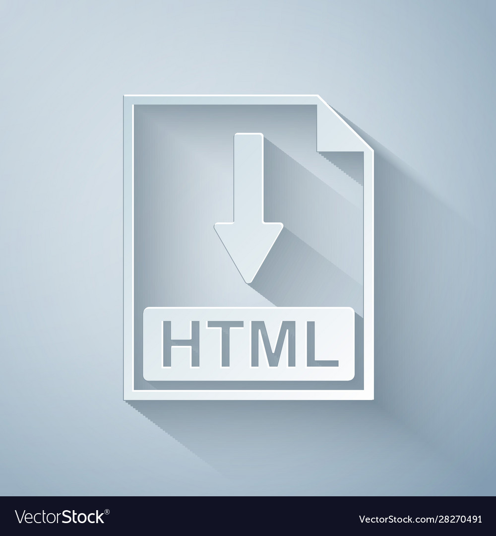 Paper cut html file document icon download html Vector Image