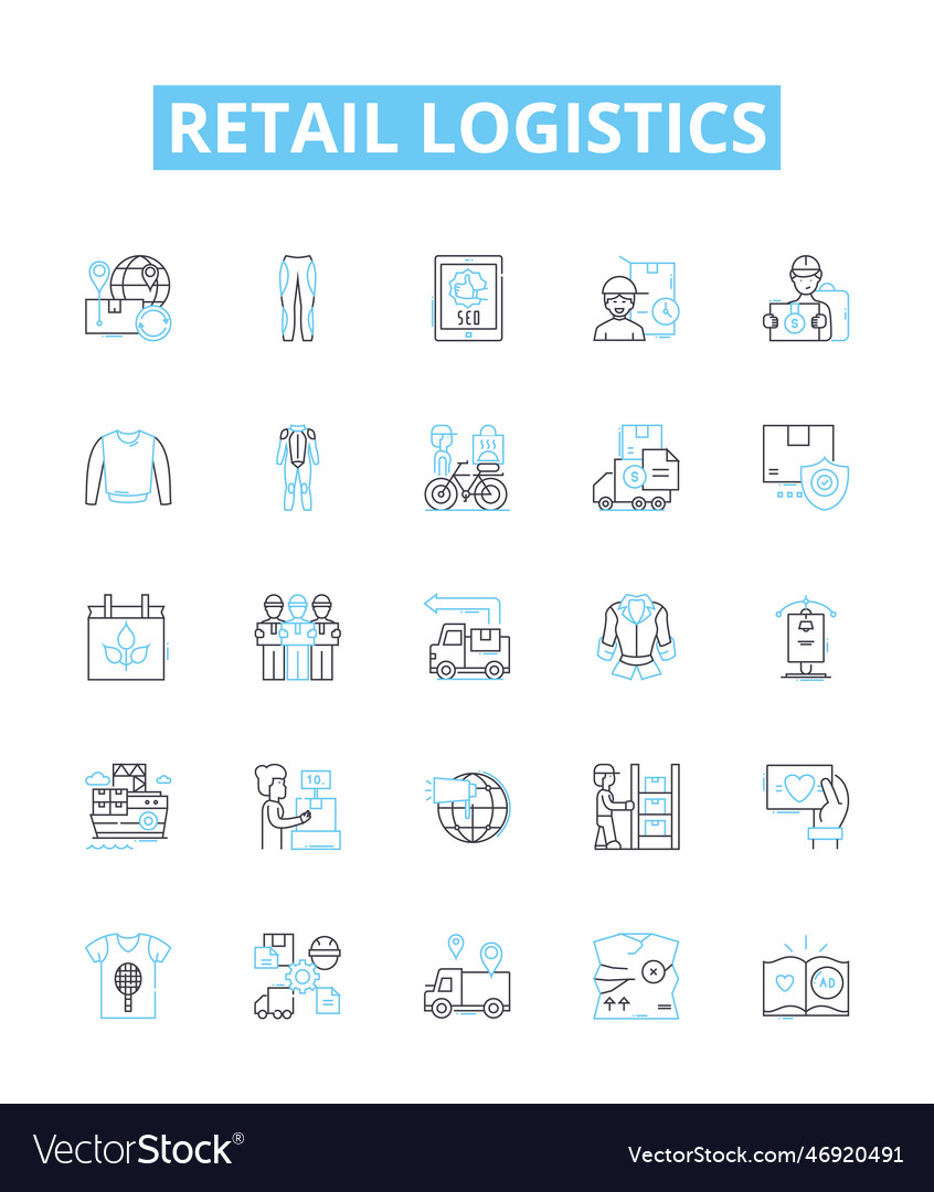 Retail logistics line icons set Royalty Free Vector Image