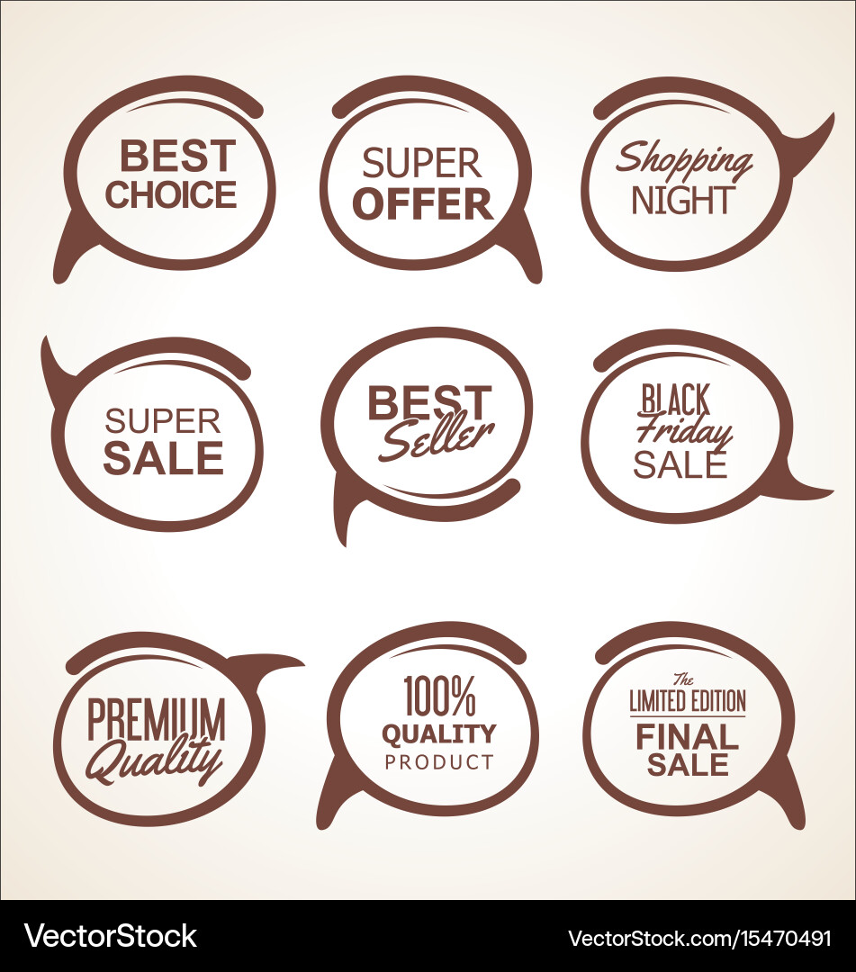 Sale and quality sticker collection Royalty Free Vector
