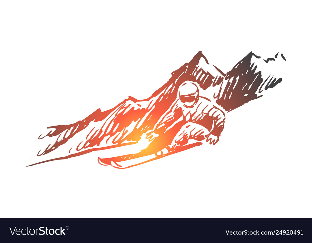 Ski snow winter sport extreme concept Royalty Free Vector