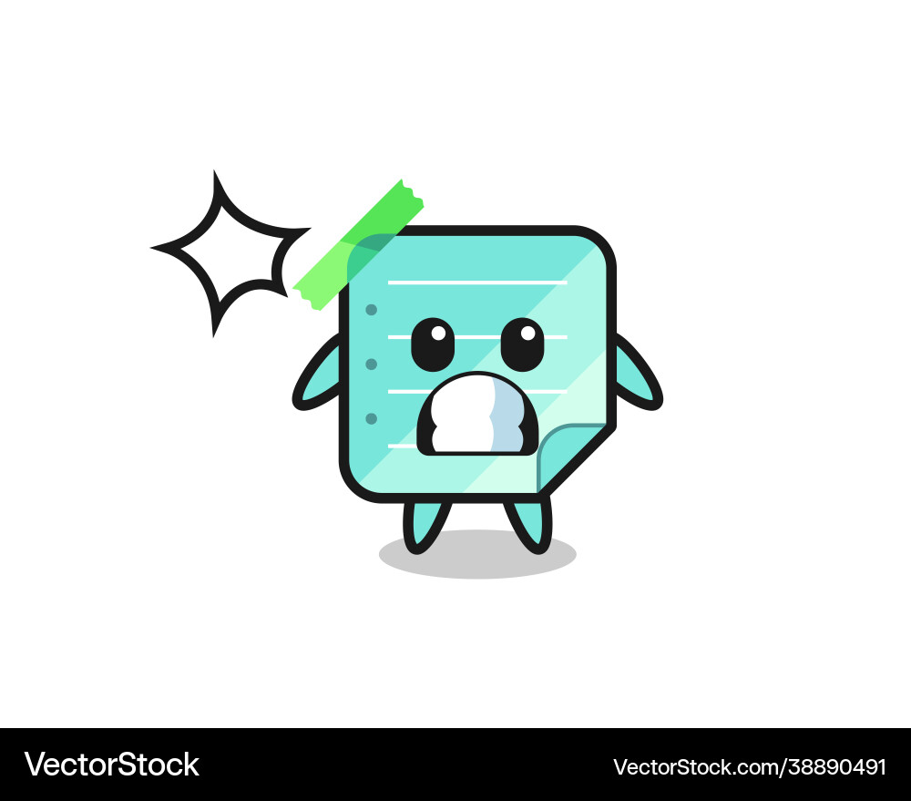 Sticky notes character cartoon with shocked Vector Image