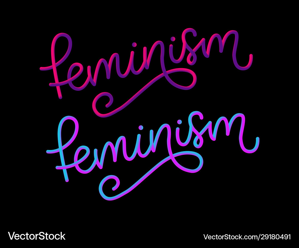 Typographic design 3d feminism letter graphic Vector Image