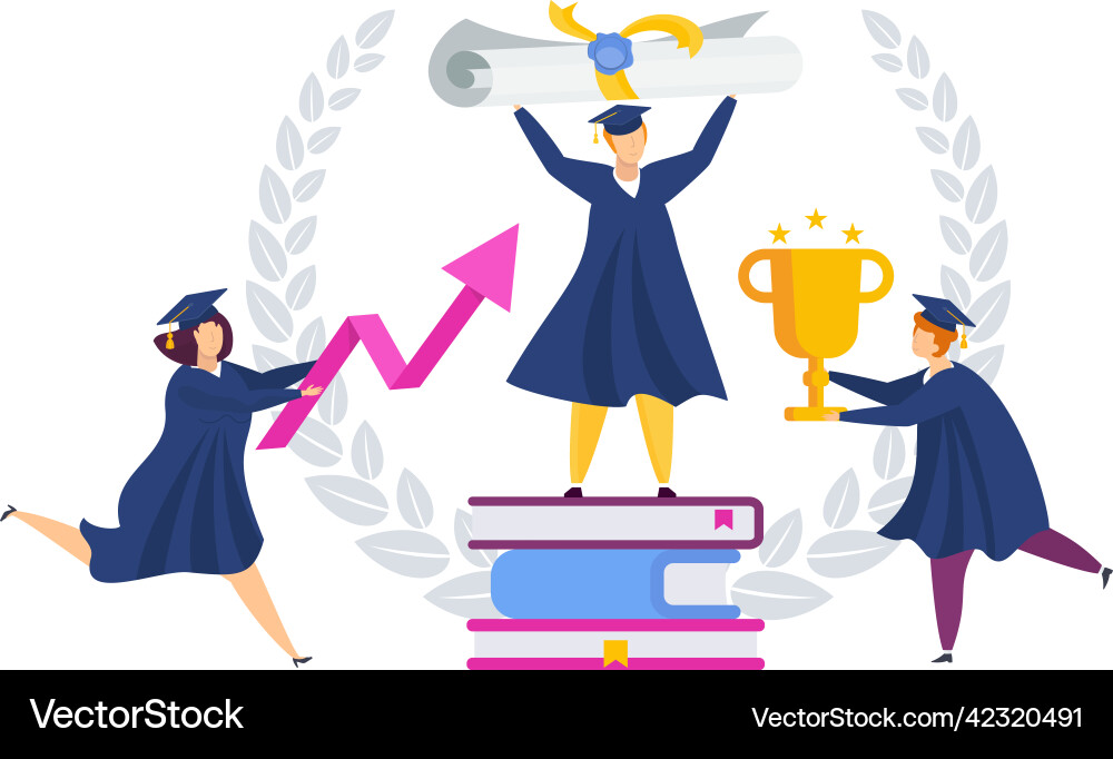 University graduates celebrate graduation Vector Image
