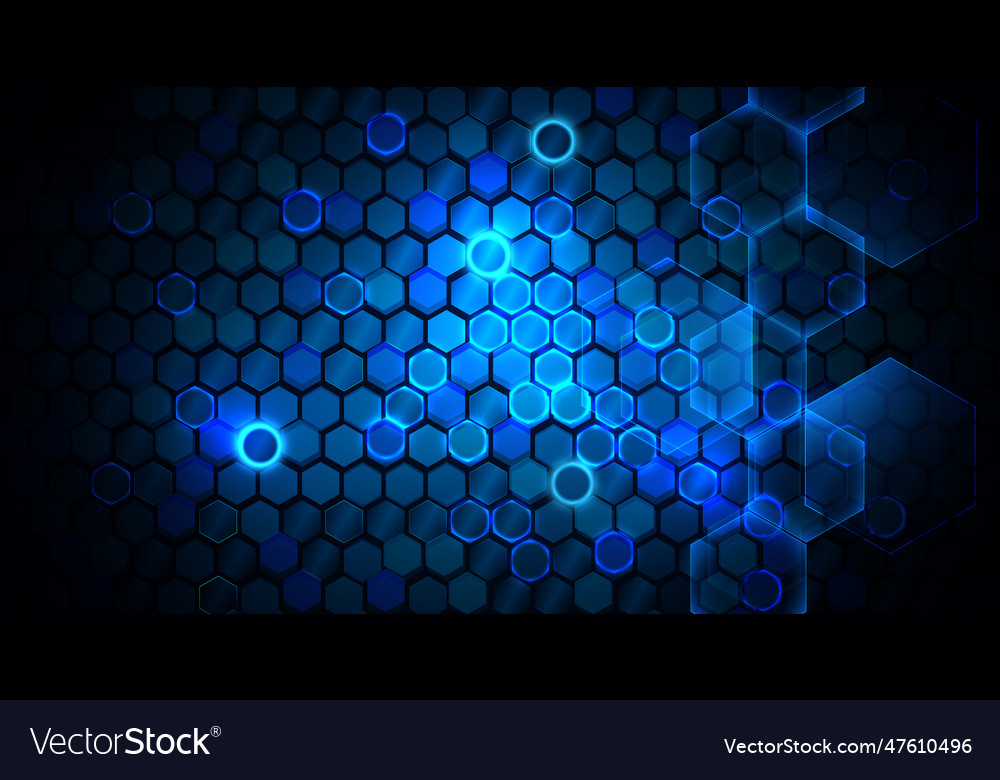 Abstract blue hexagon pattern with digital Vector Image