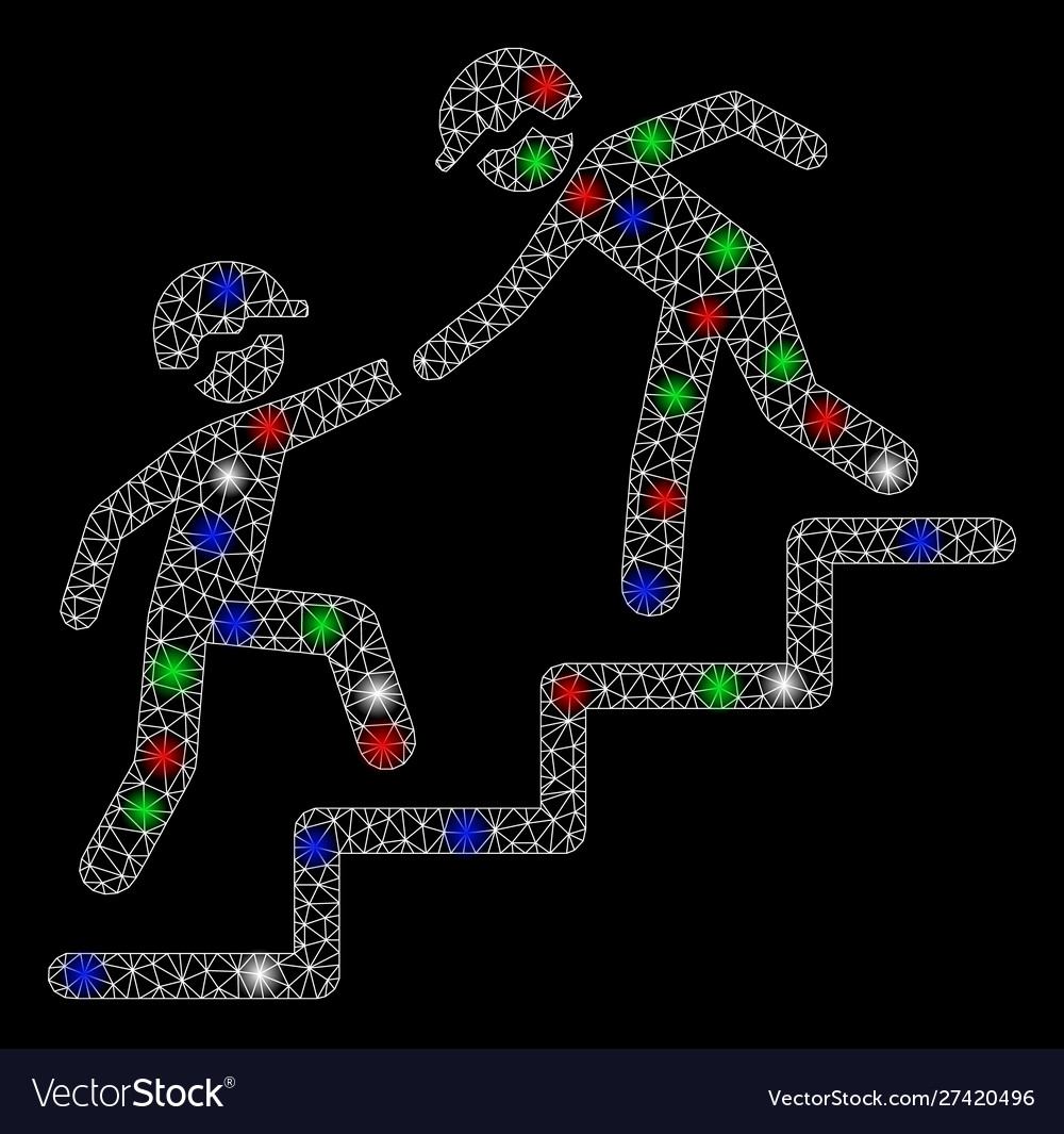 Bright mesh wire frame workers help with flash Vector Image