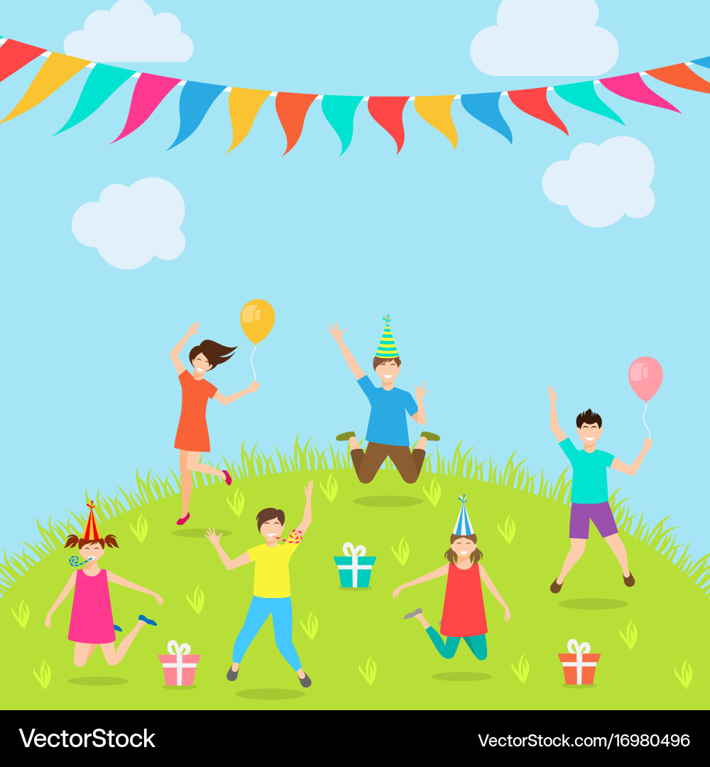 Children have fun party amusement park active Vector Image