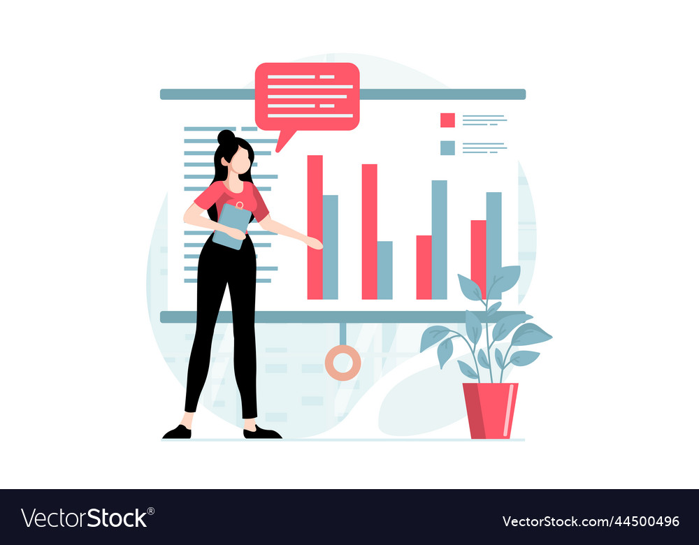 Data analysis concept with people scene in flat Vector Image