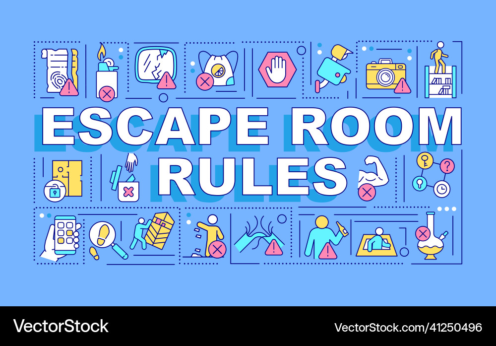 Escape room rules word concepts blue banner Vector Image