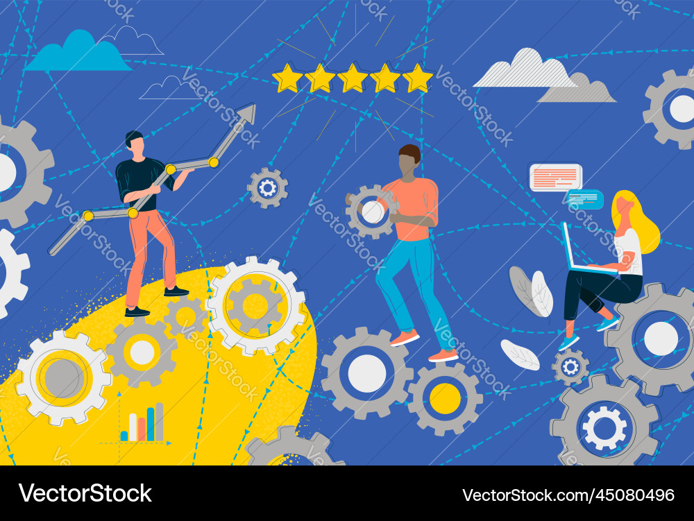 Group of people working as a team stages Vector Image