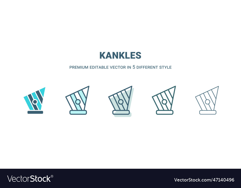 Kankles icon in 5 different style outline filled Vector Image
