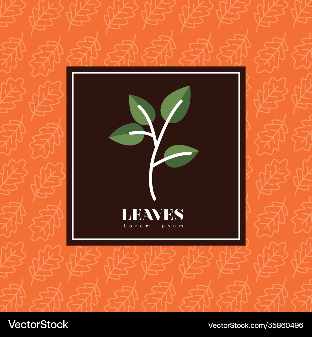 Leaves line style icons in frame design Royalty Free Vector