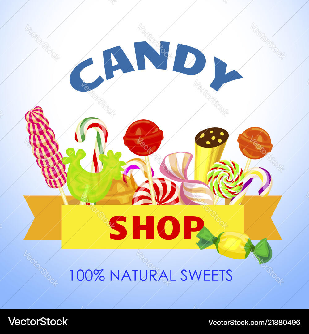 Natural candy shop concept background cartoon Vector Image