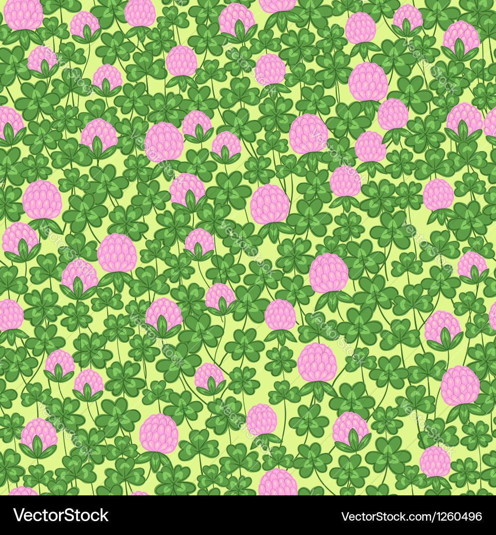 Seamless texture with clover leaves and flowers Vector Image