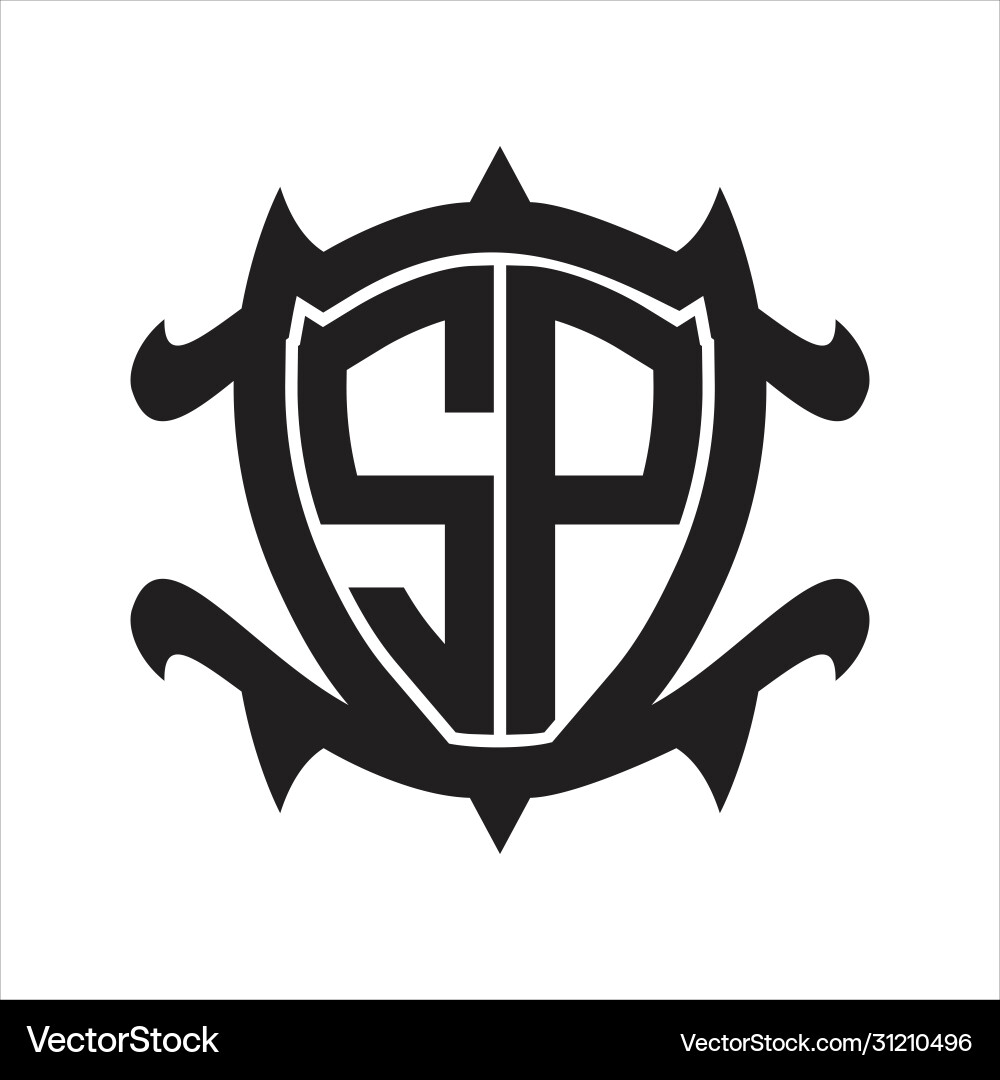 Sp logo monogram isolated with frame shield shape Vector Image
