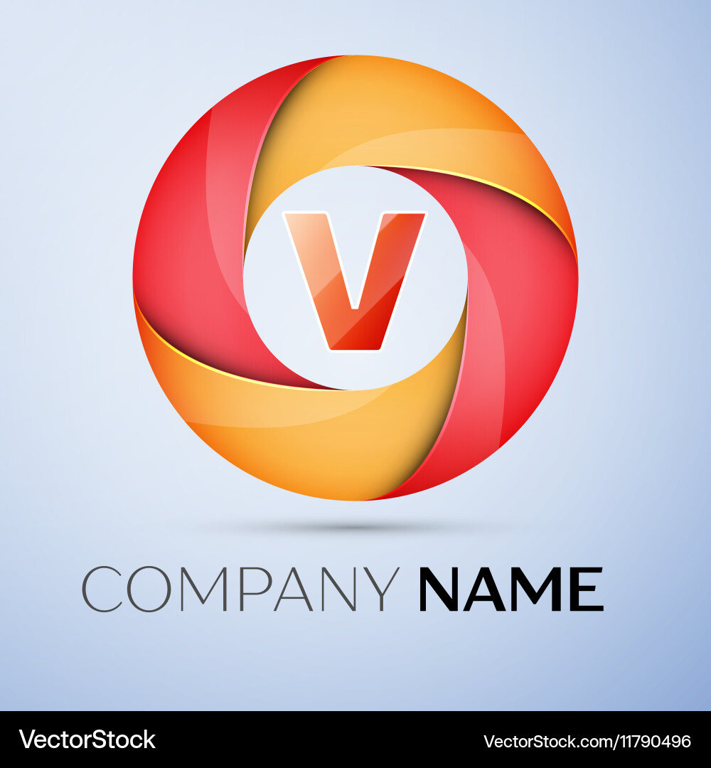 V letter colorful logo in circle template Vector Image