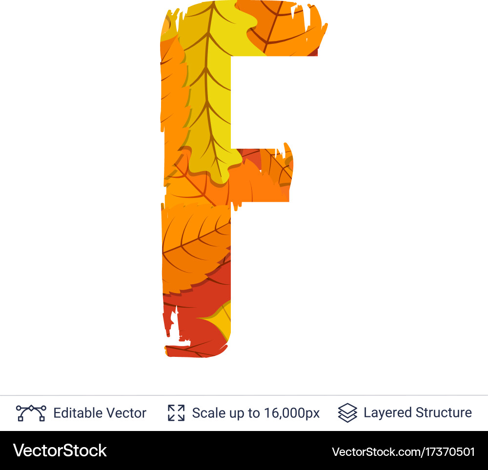 Autumn fall bright orange leaves letter Royalty Free Vector