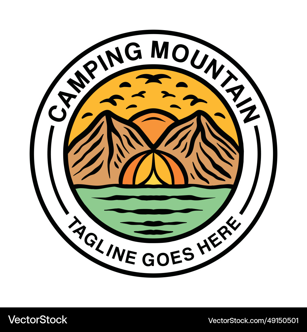 Camping mountain logo graphic design vintage Vector Image
