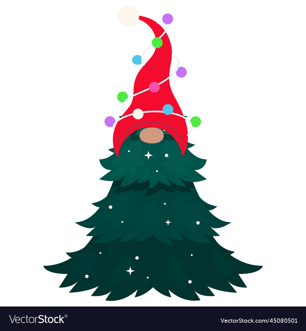 Christmas tree gnome Royalty Free Vector Image