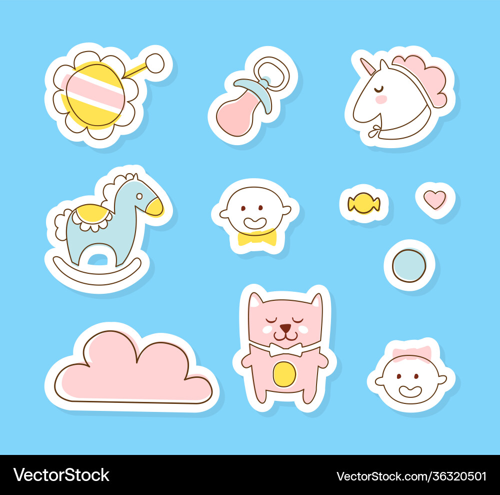 Cute bastickers collection baboy or girl Vector Image
