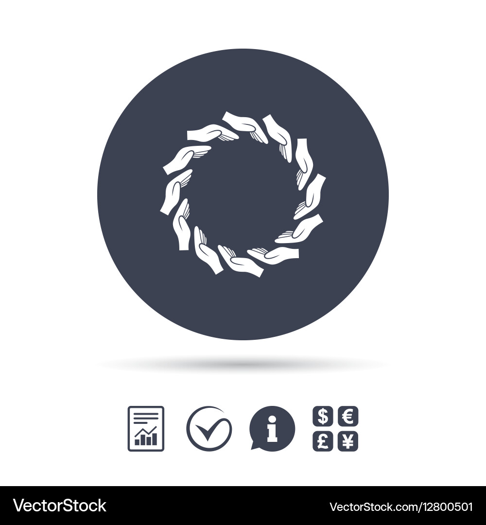 Donation hands sign icon charity or endowment Vector Image