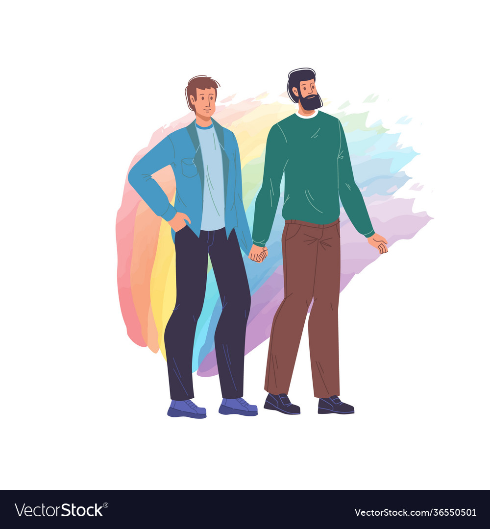 Flat Cartoon Homosexual Characters Couple Vector Image