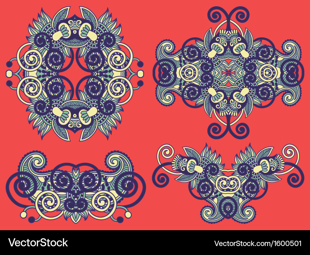 Four ornamental floral adornment Royalty Free Vector Image