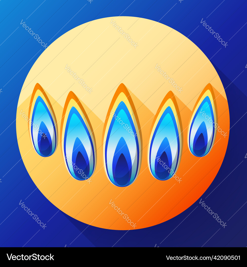 Gas flames icon blue burning natural Royalty Free Vector