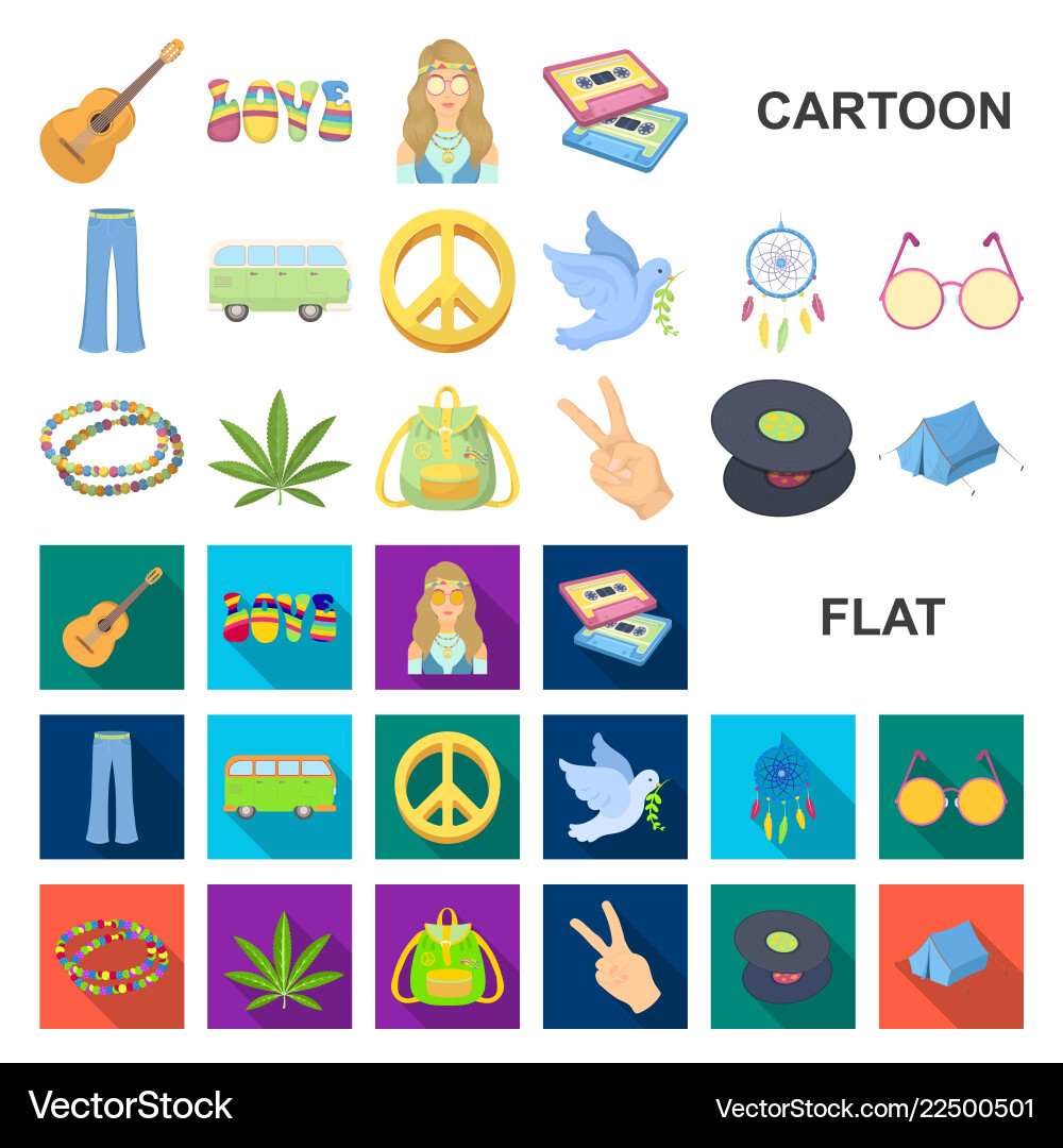 Happy and attribute cartoon icons in set Vector Image
