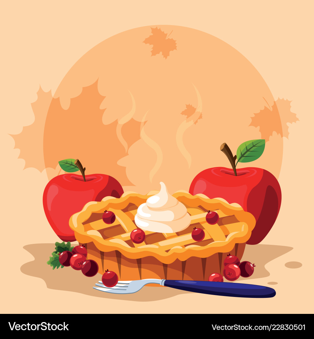 Pie with apples for thanksgiving day Royalty Free Vector