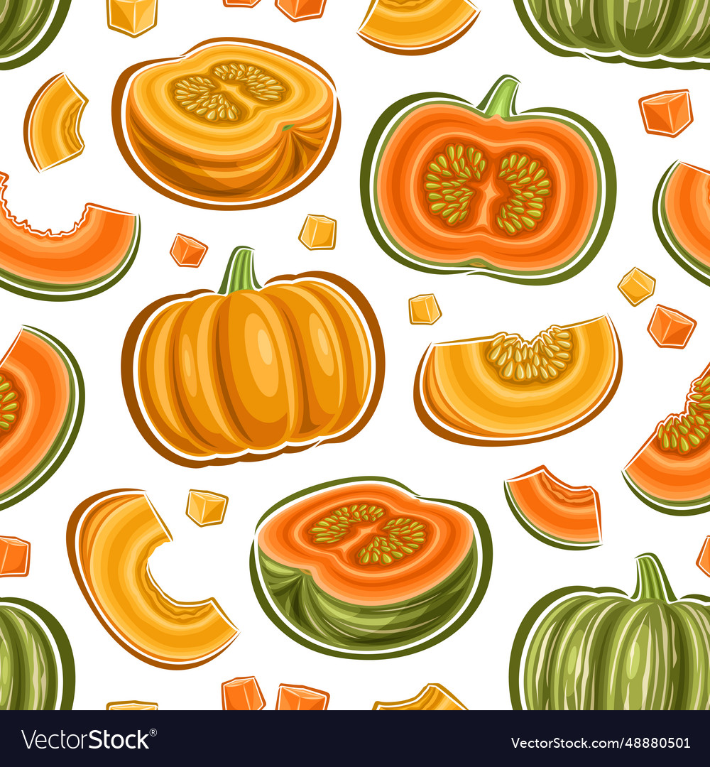 Pumpkin seamless pattern Royalty Free Vector Image