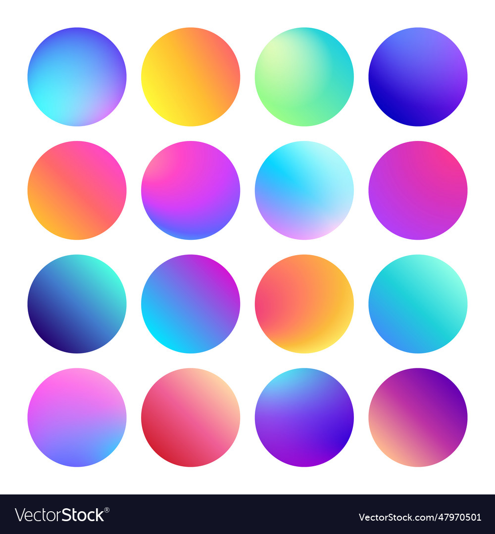 Rounded holographic gradient sphere button Vector Image