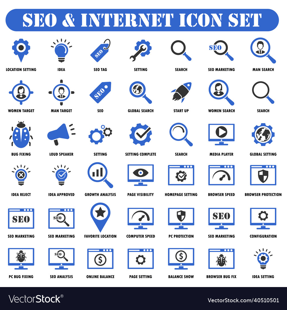 Seo and internet icons Royalty Free Vector Image
