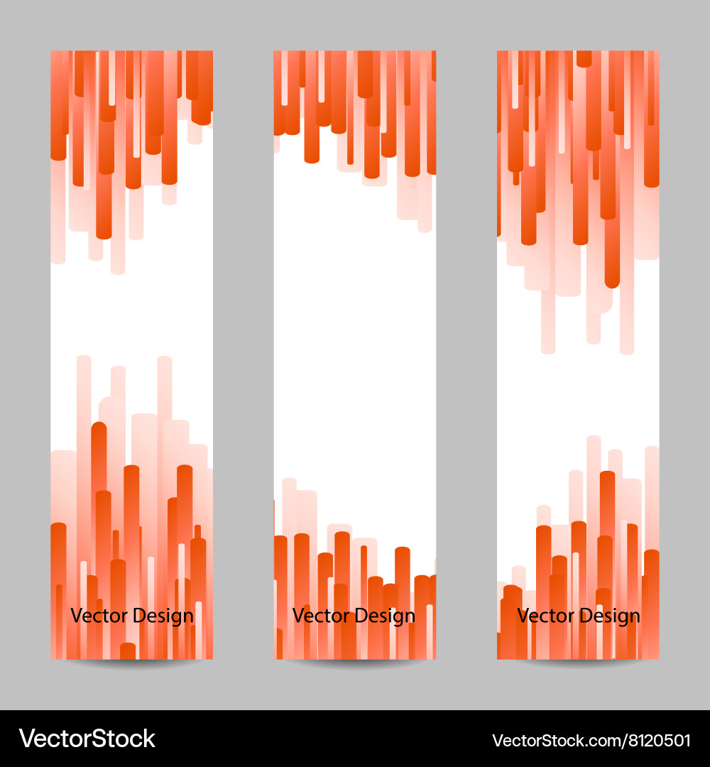 Set of vertical banners with red stripes Vector Image