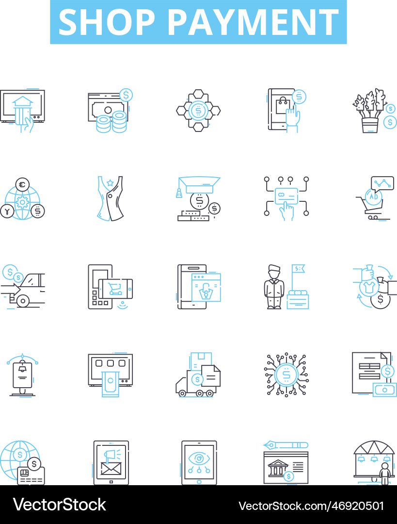 Shop payment line icons set payment Royalty Free Vector