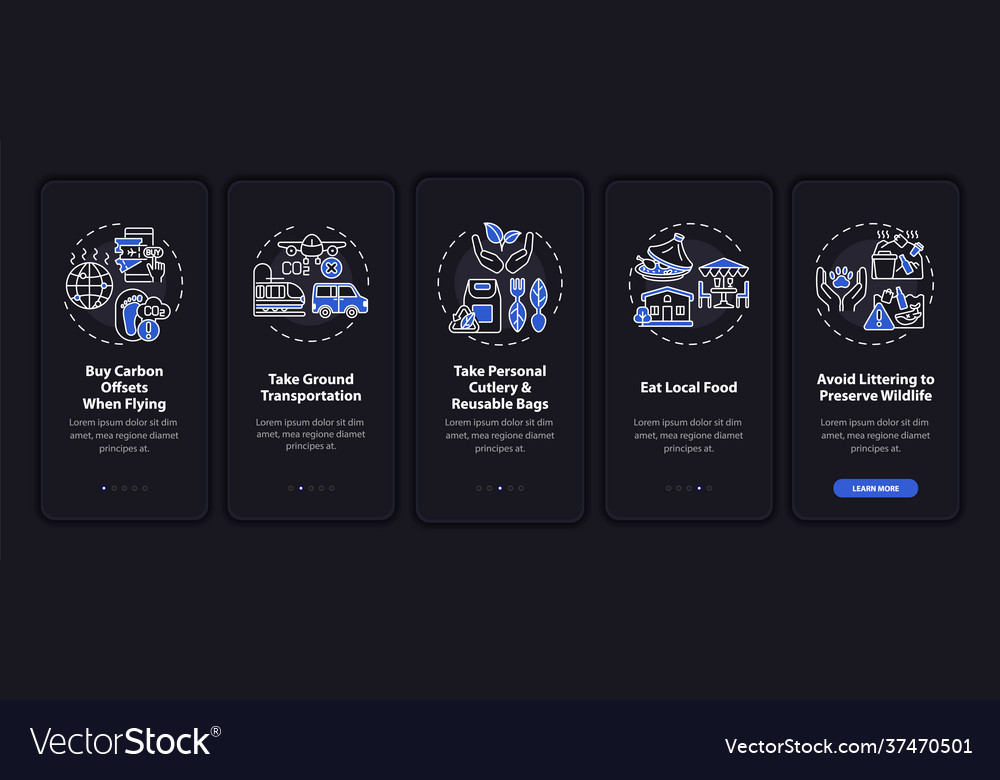 Sustainable tour tips onboarding mobile app page Vector Image