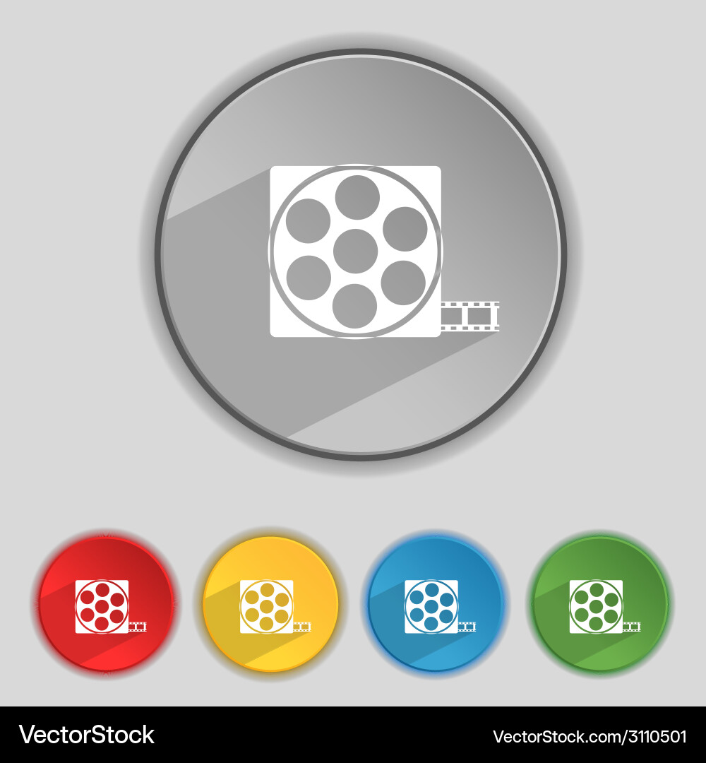 Video sign icon frame symbol set colourful buttons