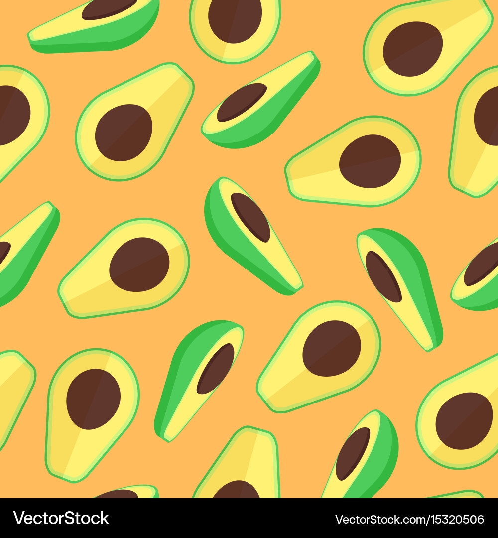 Avocado Fruit Seamless Pattern In Flat Style Vector Image
