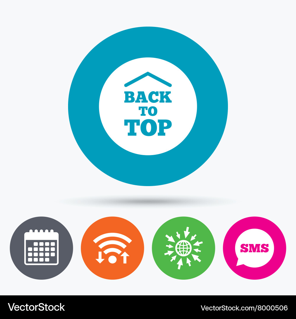 Back to top arrow sign icon scroll up symbol Vector Image