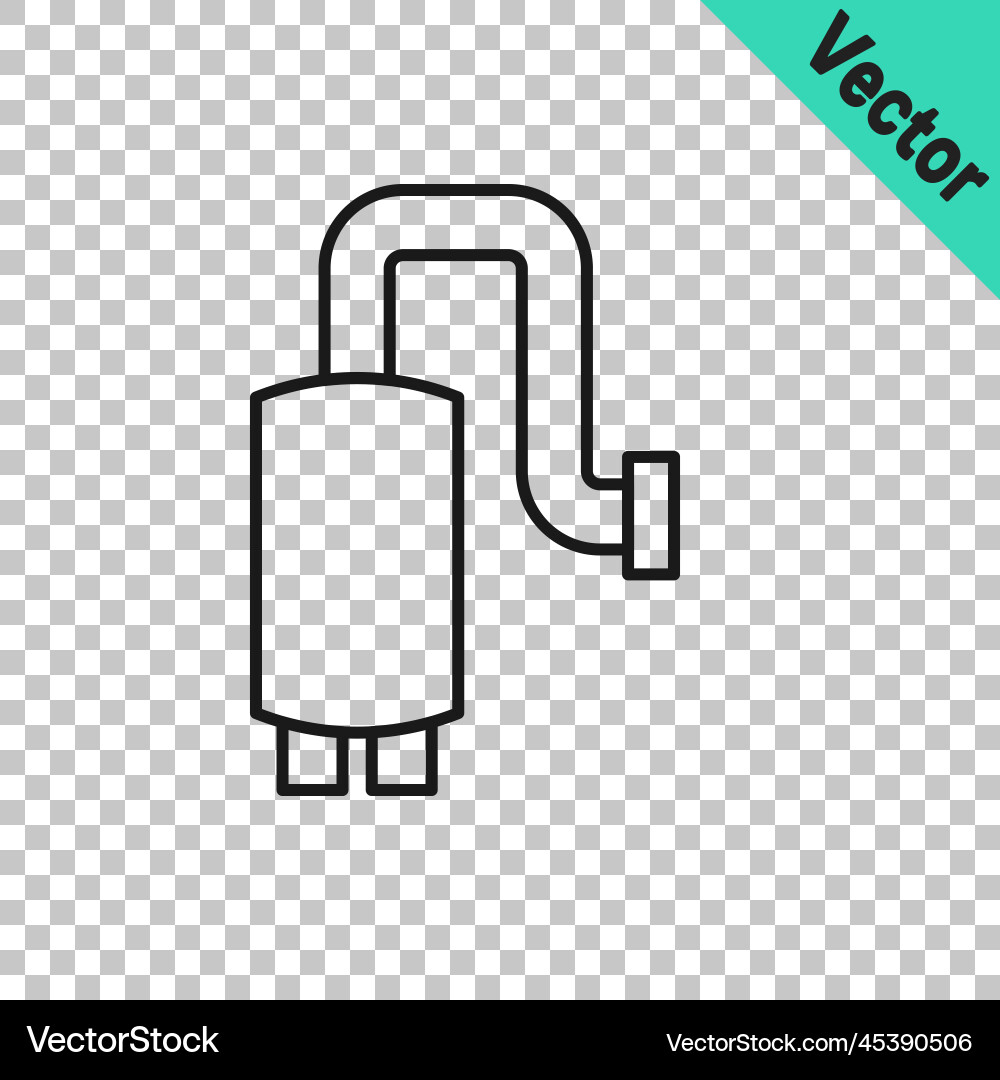 Black line car muffler icon isolated Royalty Free Vector