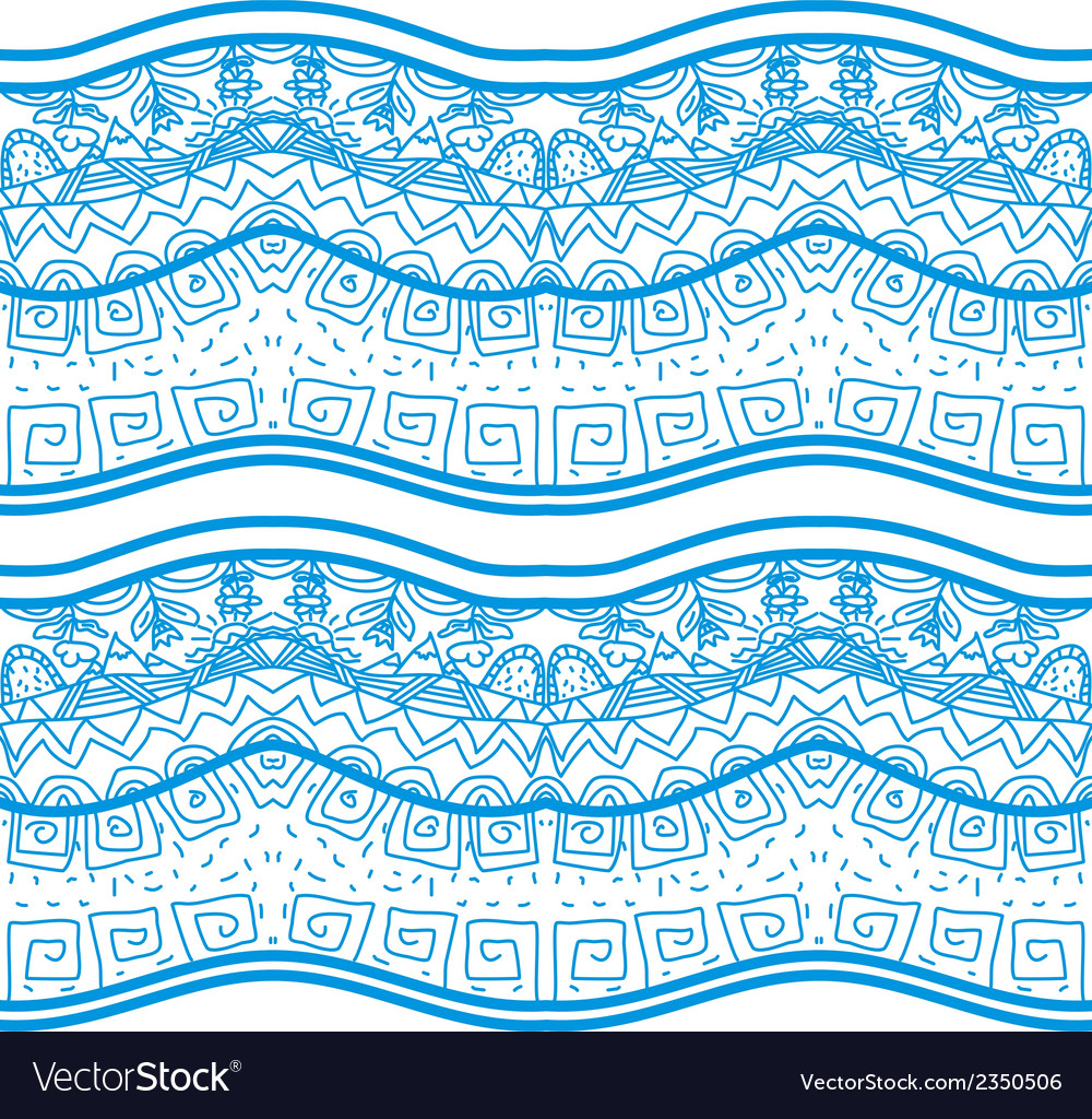 Blue seamless pattern with nature elements Vector Image