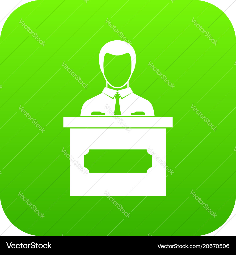 Businessman giving presentation icon digital green