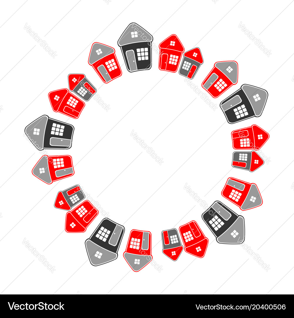 Circle frame of houses Royalty Free Vector Image