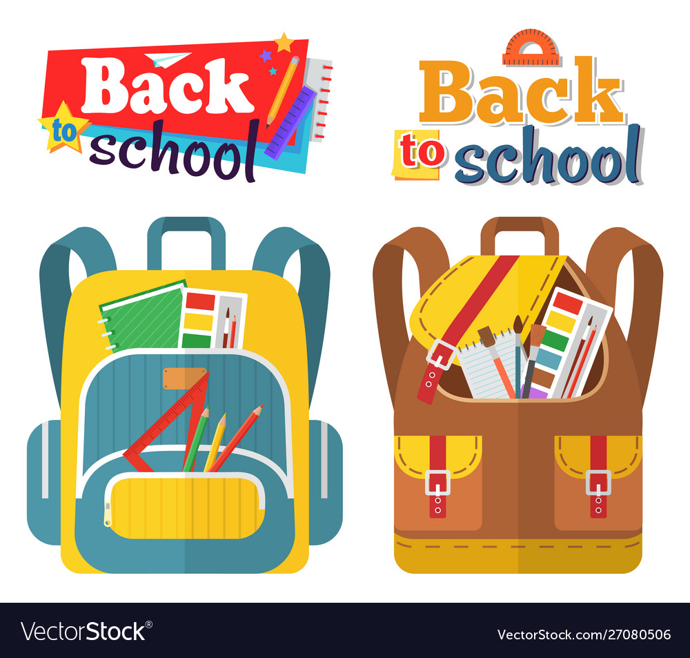 Colored school backpack back Royalty Free Vector Image
